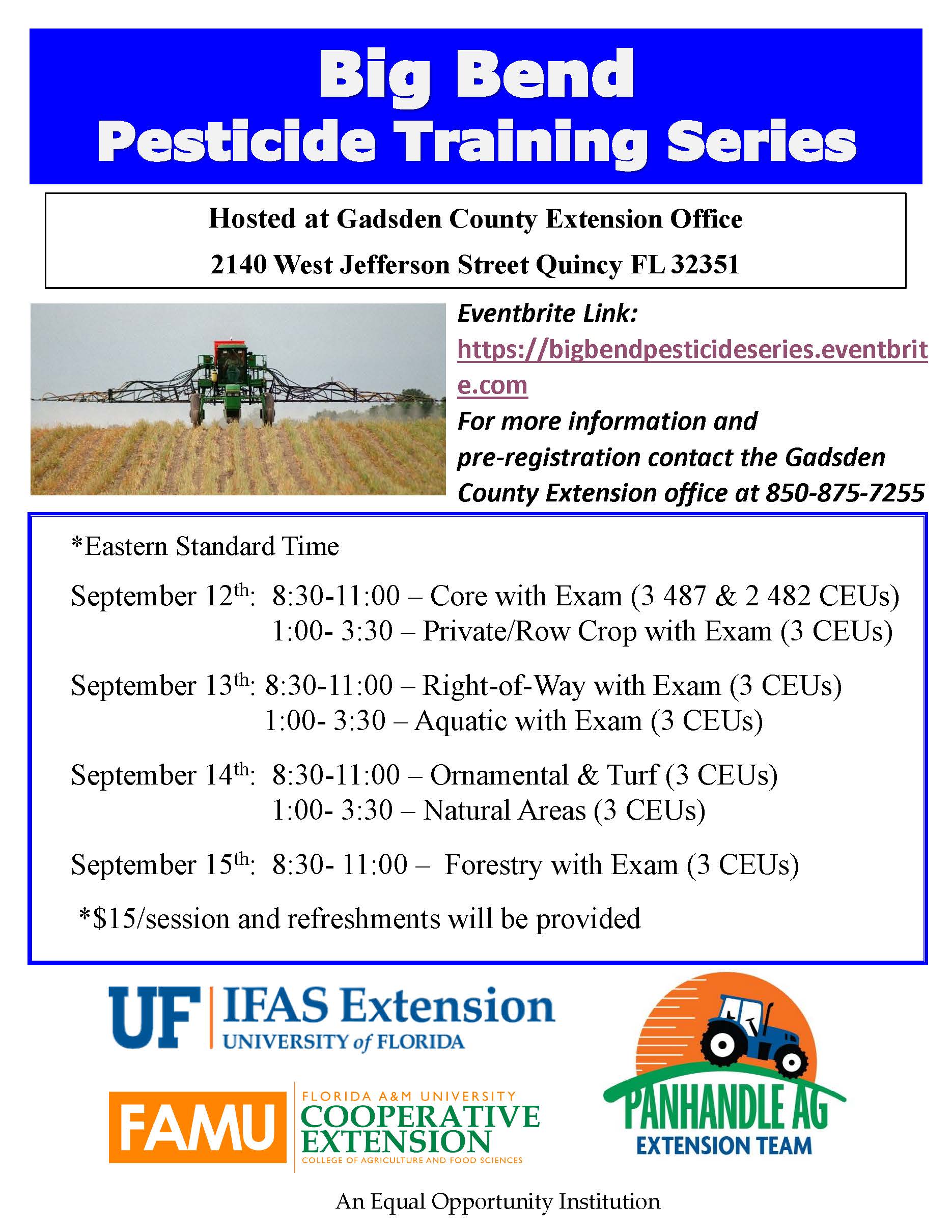 UF/IFAS: Big Bend Pesticide Series- CEU & Exam Opportunities